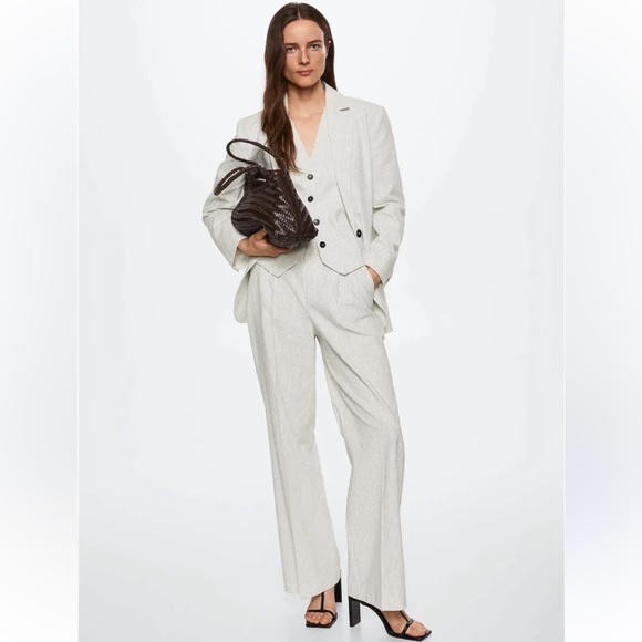 Mango | Jackets & Coats | Mango Linen Blend Pinstripe 3 Piece Suit ...